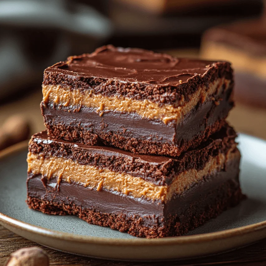 Peanut Butter Chocolate Layered Brownies – Easy & Fudgy Recipe - Recipesyz