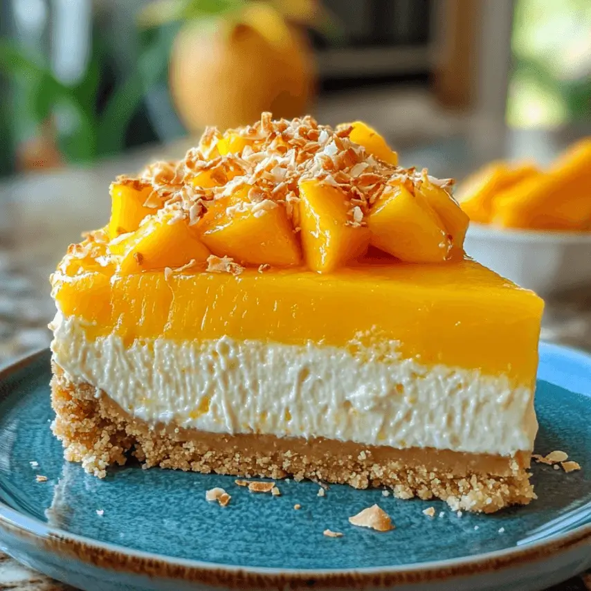 No-Bake Mango Coconut Cheesecake – Easy & Creamy Recipe - Recipesyz